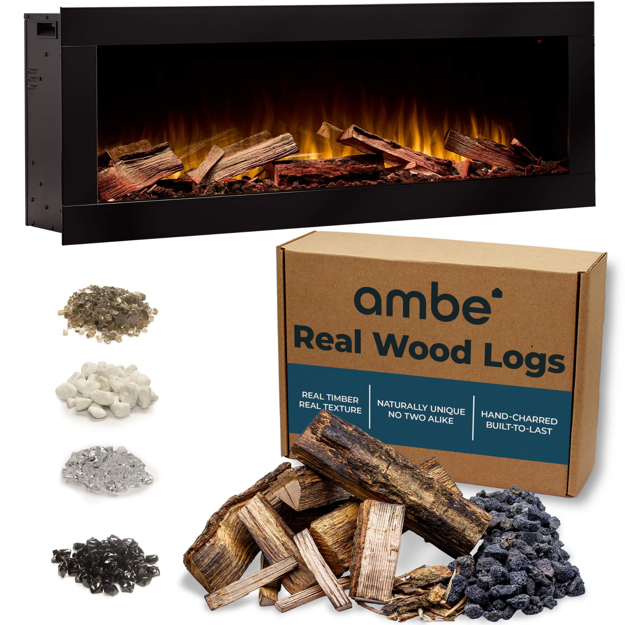 Linear50 - Real Wood Logs – Ambe Fireplaces